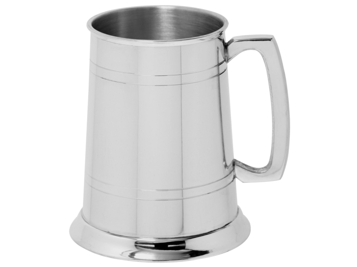 Glass Bottom English Pewter Tankard - East Riding Engraving